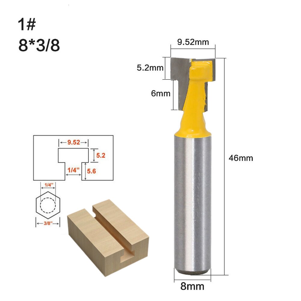 2 stks/set 8mm Schacht T-Slot Keyhole Cutter Hout ... – Grandado