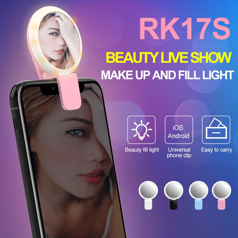 Wrumava makeup mirror LED Ring selfie light mobile... – Grandado