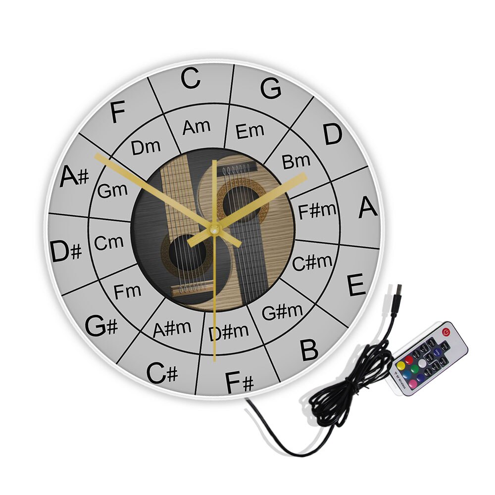 Guitar Chords Yin And Yang Music Wall Clock Acoust... – Grandado
