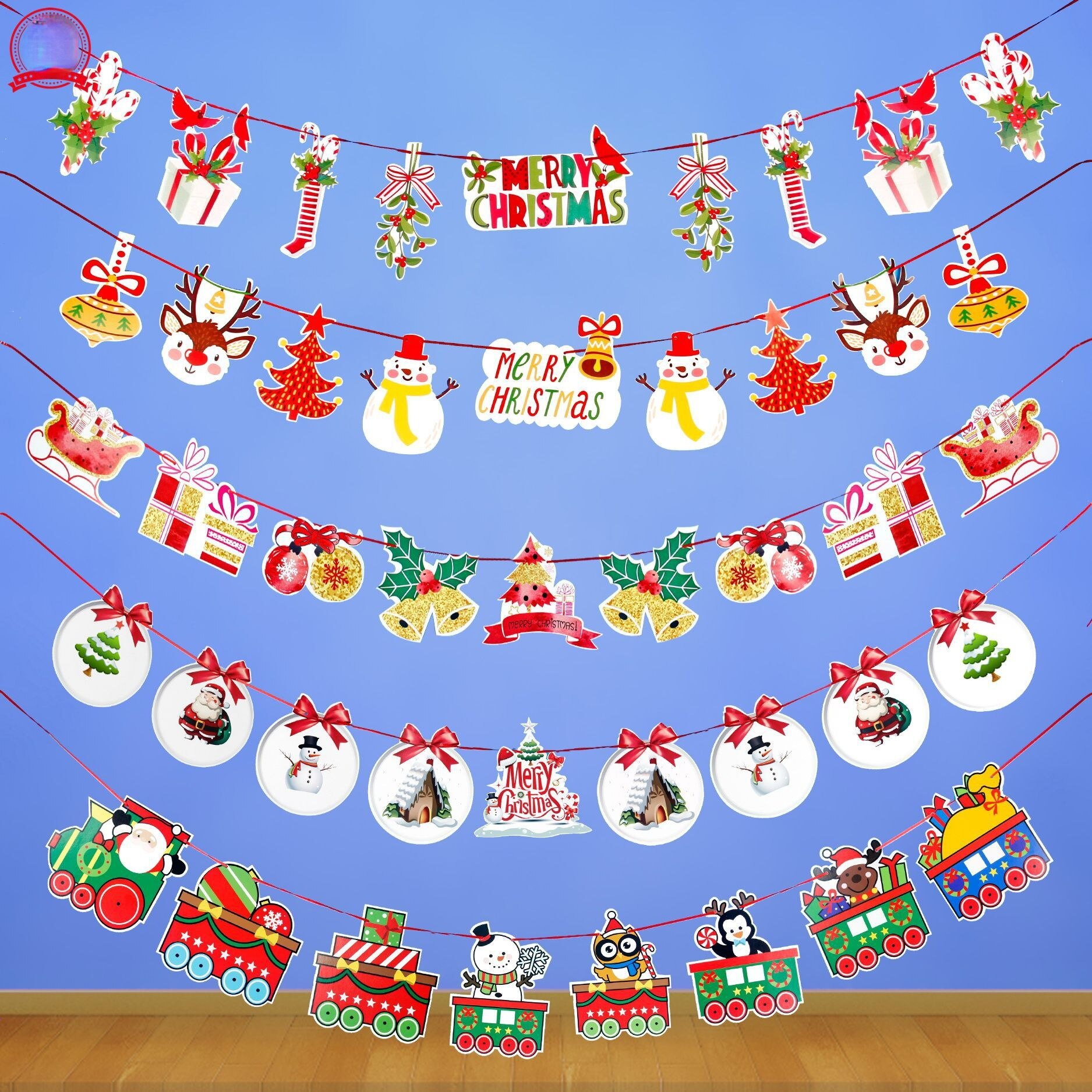 Christmas Decorations Cartoon Pull Flags Colorful ... – Vicedeal