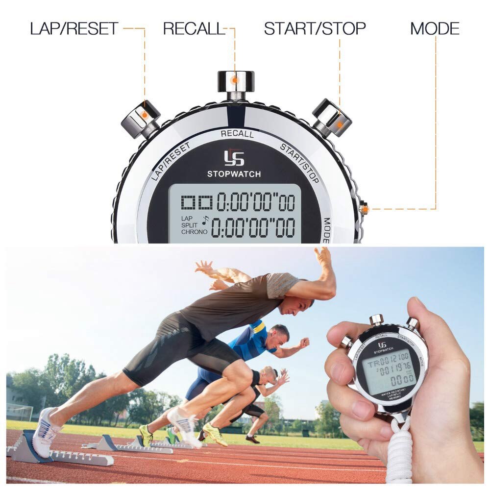 YS Silent Stopwatch, Metal Digital Sports Stopwatc... – Grandado