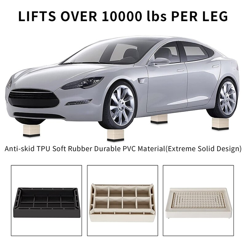 4Pcs Bed Furniture Risers 3 Inch Heavy Duty Adjust... – Grandado