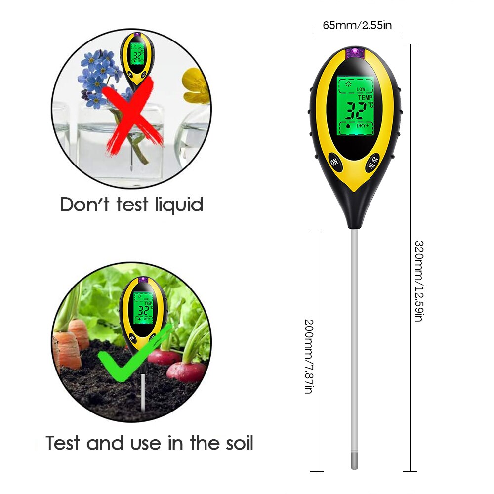 3/4/5in1 Digital Soil pH Meter Moisture Meter PH L... – Grandado