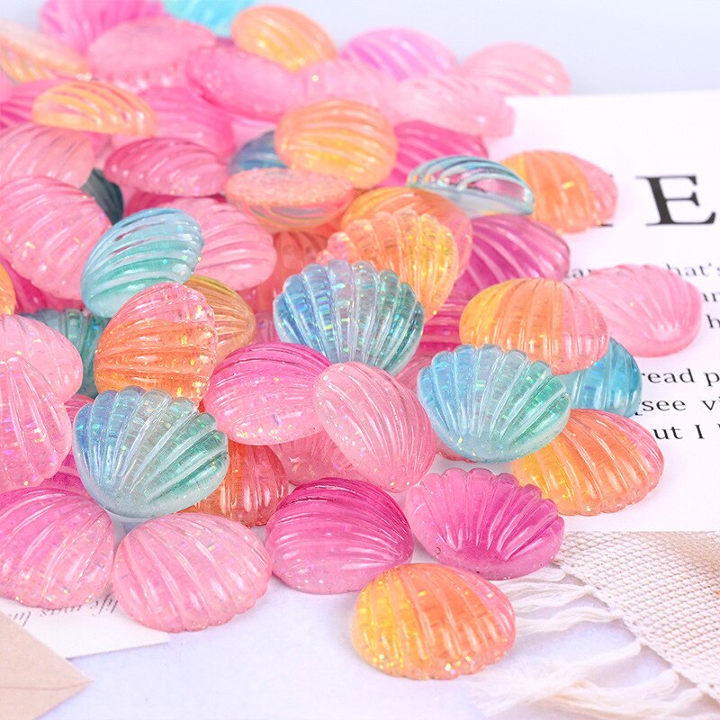 10-50Pcs Resin Colored Shiny Ocean Shells Flat Bac... – Grandado