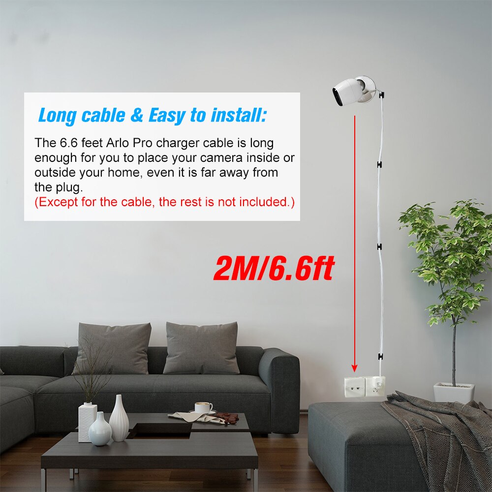 2M/6.6ft Charging Power Cable Fits for Arlo Pro, A... – Grandado