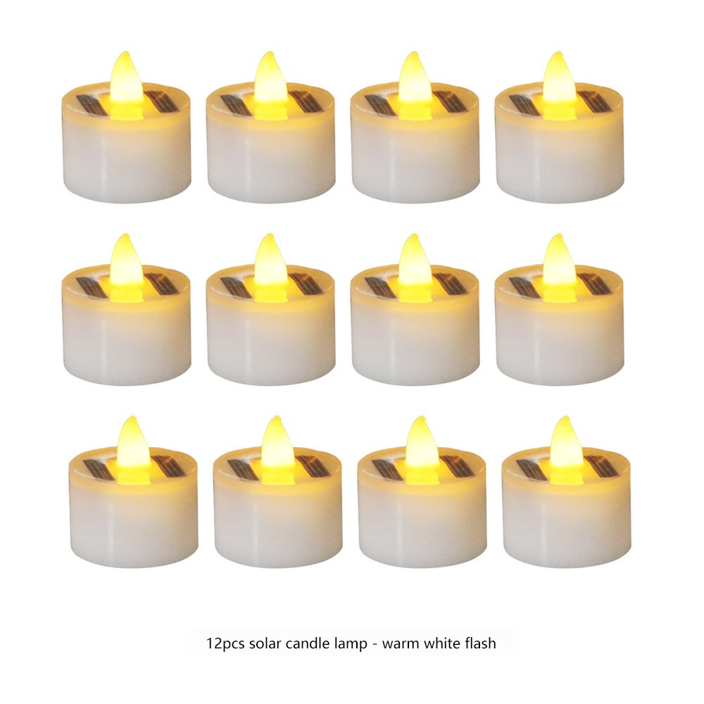 12Pc Romantische Warm Witte Thee Licht Solar Kaars... – Grandado