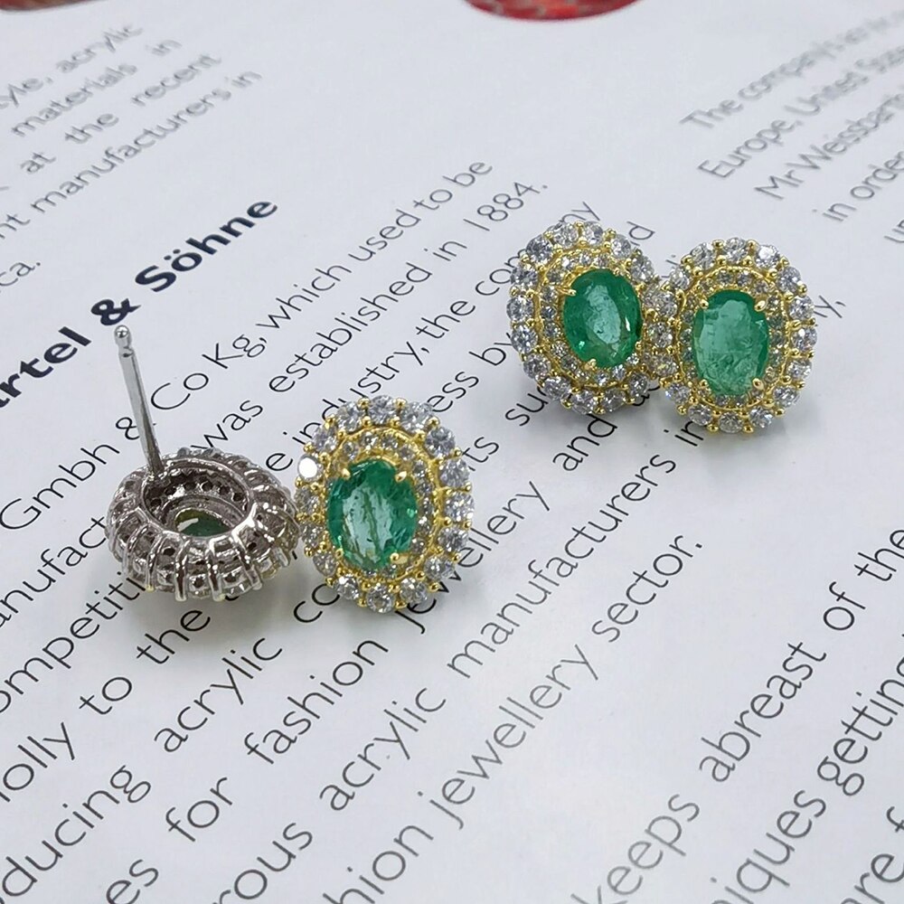 DIMINGKE 5*7MM Smaragd Silber Stud Ohrringe Frauen... – Grandado