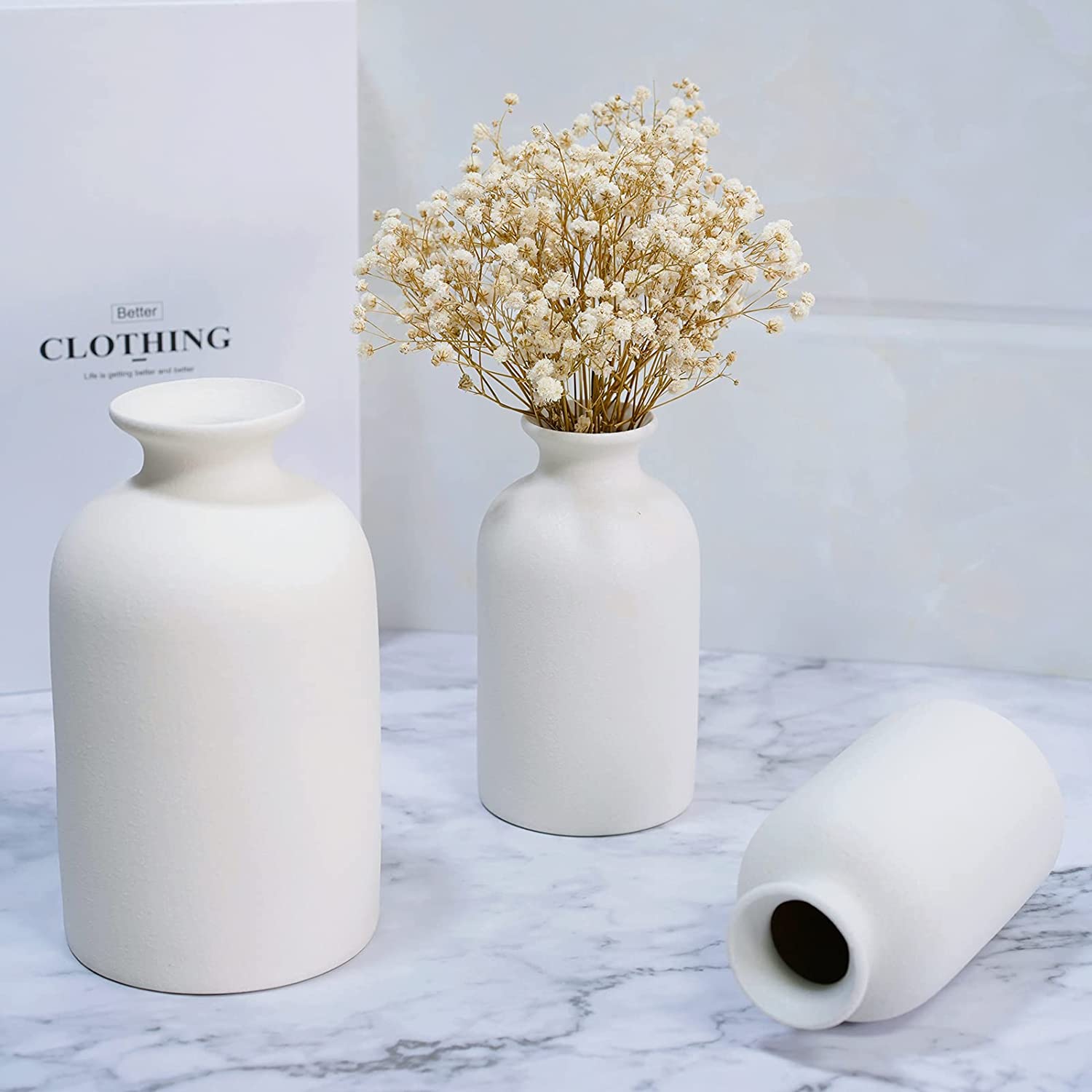 Ceramic Vase, Dry Flower Vases, Classic White Cera... – Grandado
