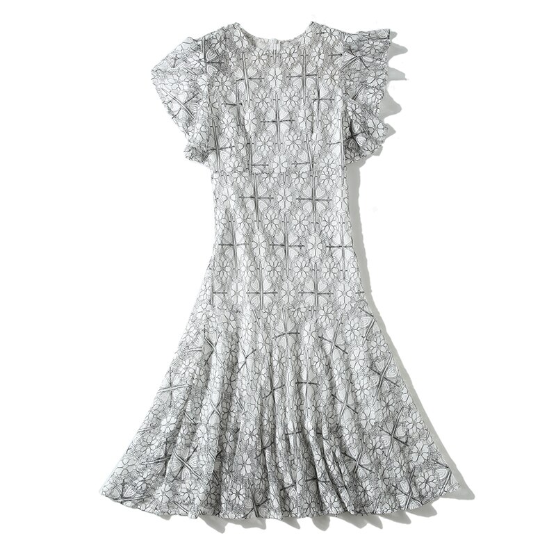 Runway Dress Women Butterfly Short Sleeve High Wai... – Vicedeal