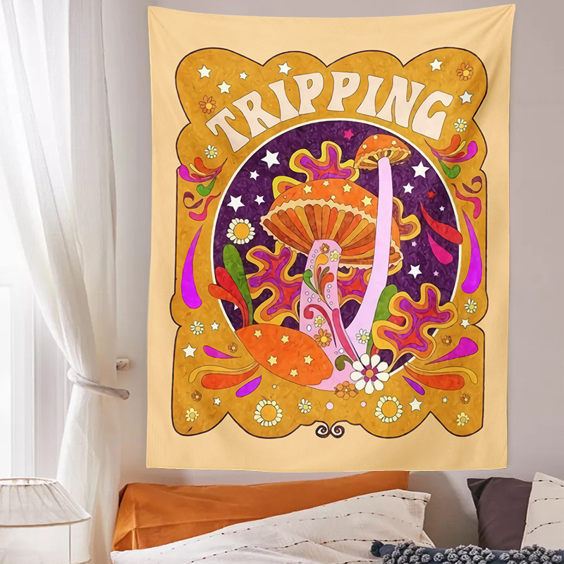 Retro 70s 60s Mushroom Tapestry Vintage Mushroom P... – Vicedeal