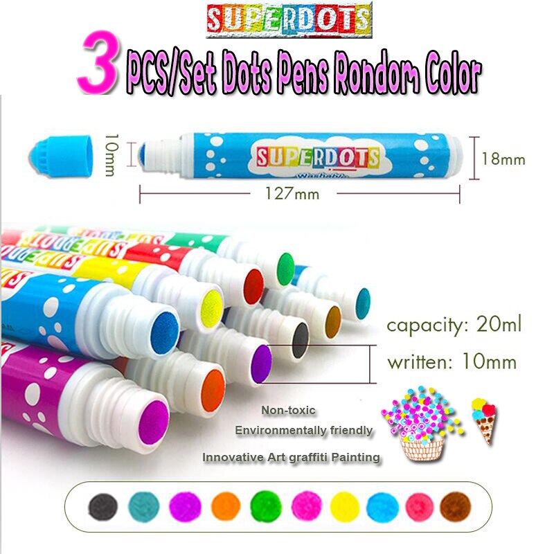 3Pcs Random Color SUPER DOTS Doodle Graffiti Pen f... – Vicedeal
