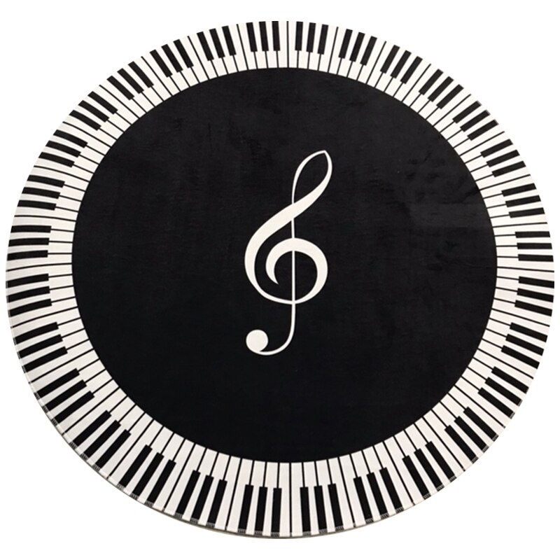 Tapijt Muziek Symbool Piano Key Zwart Wit Ronde Ta... – Vicedeal