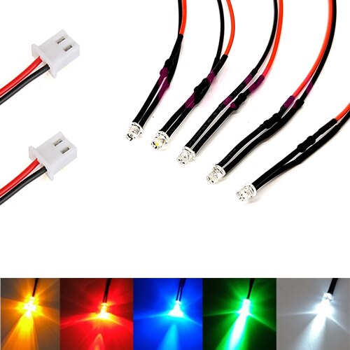 10Pcs 3V 5V 6V 9V 12V Flat Head Clear 3mm Pre-wire... – Vicedeal