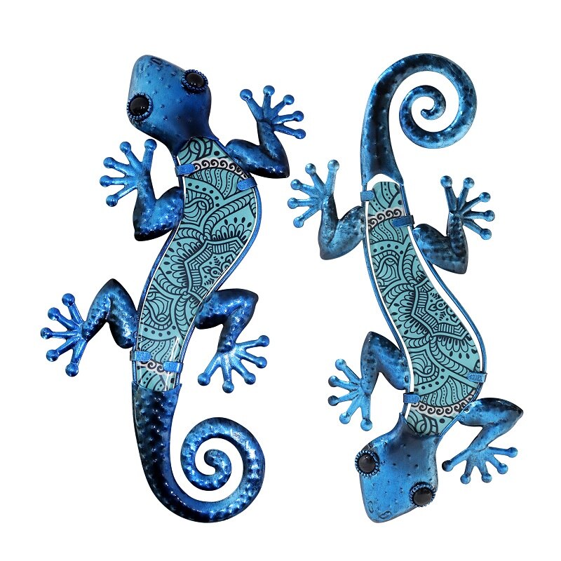2Pcs Metal Gecko Wall Decor Decorative Statues Liz... – Grandado