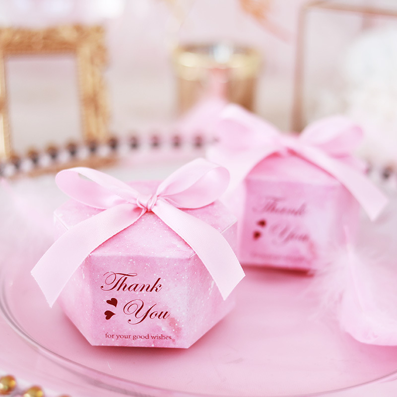 50/100 Pink Starry Sky Hexagon Candy Boxes Wedding... – Vicedeal