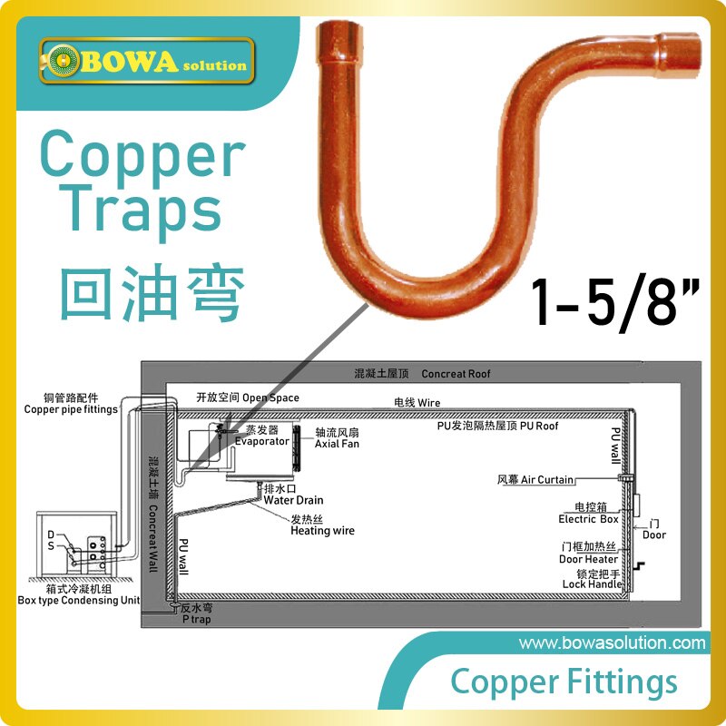 1-5/8" copper P-trap prevents oil in liquid trap o... – Vicedeal