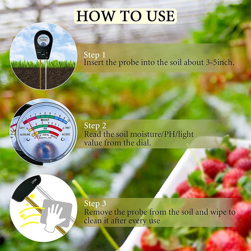 Soil Moisture Meter for Plants, 3-In-1 Soil PH Met... – Grandado