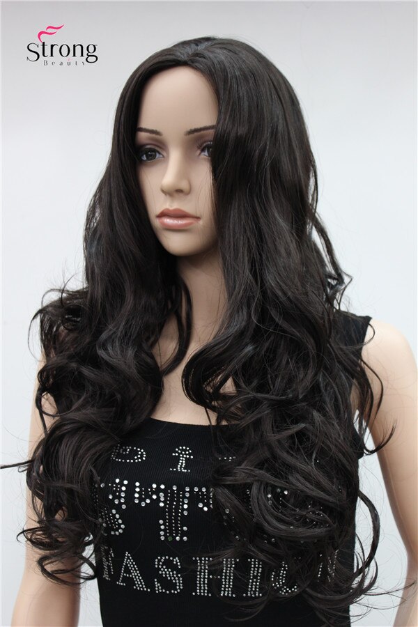 Long Wavy Skin Top, No Bangs, Full Synthetic Wig D... – Grandado