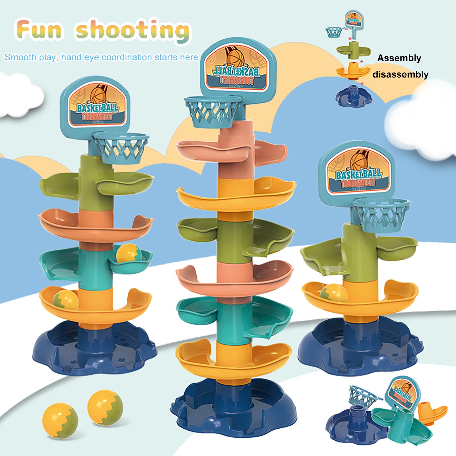 Children's Sliding Ball Tower, Baby's Folding Bask... – Grandado