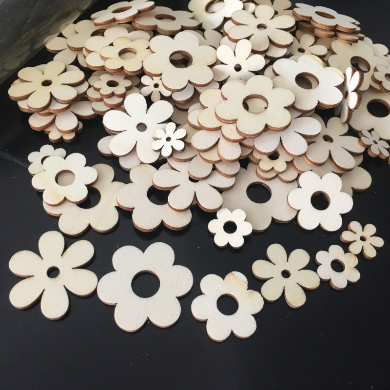 Flores de madera surtidas para manualidades, recor... – Grandado