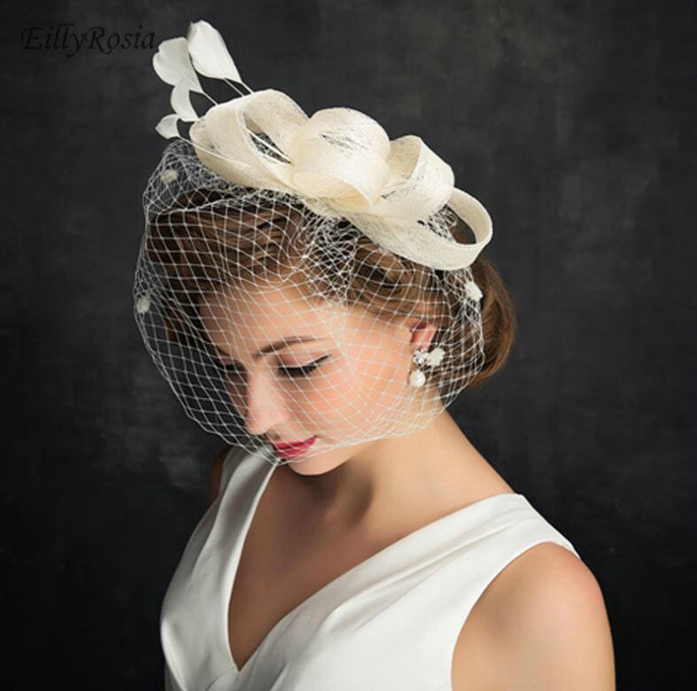 Face Veil Hats for Women Bridal Feather Wedding Ha... – Grandado