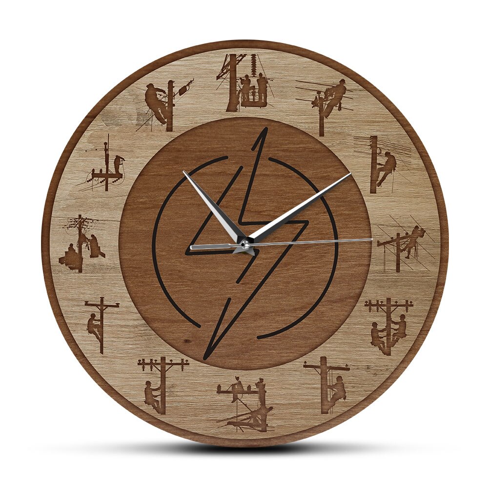 Lineman Wood Texture Acrylic Printed Wall Clock Po... – Grandado