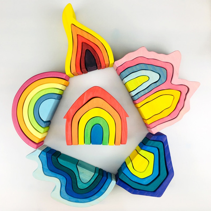 Baby toy Rainbow Stacker Educational Wooden Puzzle... – Vicedeal