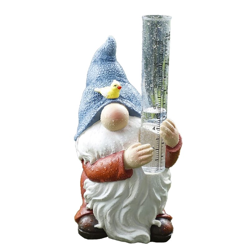 Resin Gnome Rain Gauge Cute Dwarf Elf Statue Sculp... – Grandado