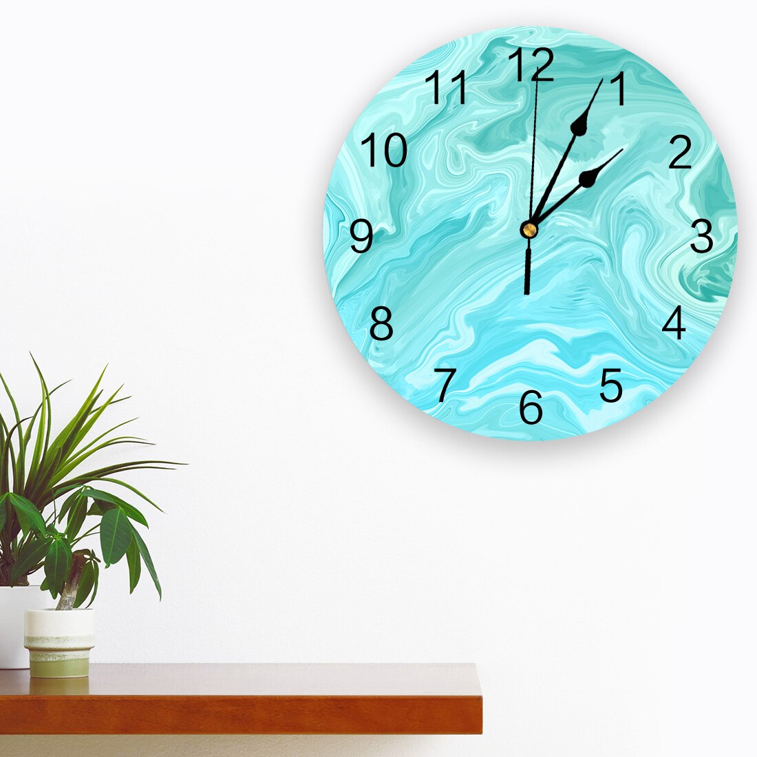 Green Water Ripple Marble PVC Wall Clock Wall Deco... – Grandado