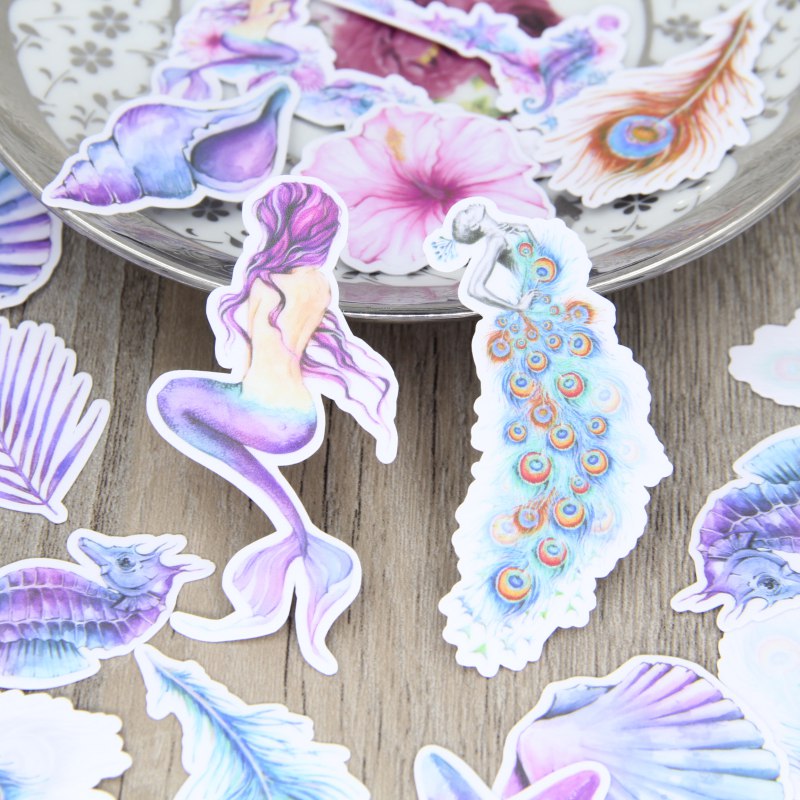21pcs Watercolor mermaid shell coral seahorse peac... – Grandado