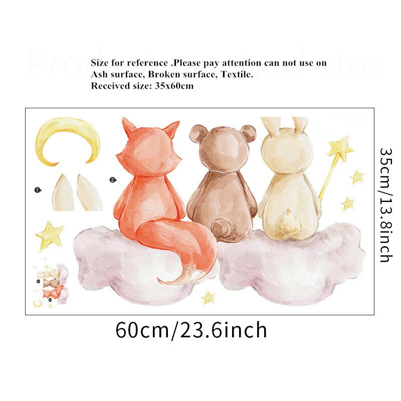 Cartoon Dieren Wolken Muurstickers Voor Kinderkame... – Vicedeal