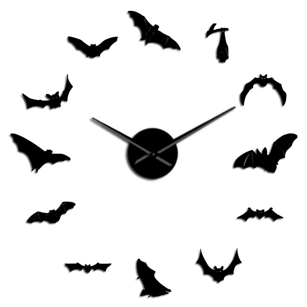 Bats Large DIY Wall Clock Modern Halloween Home De... – Grandado