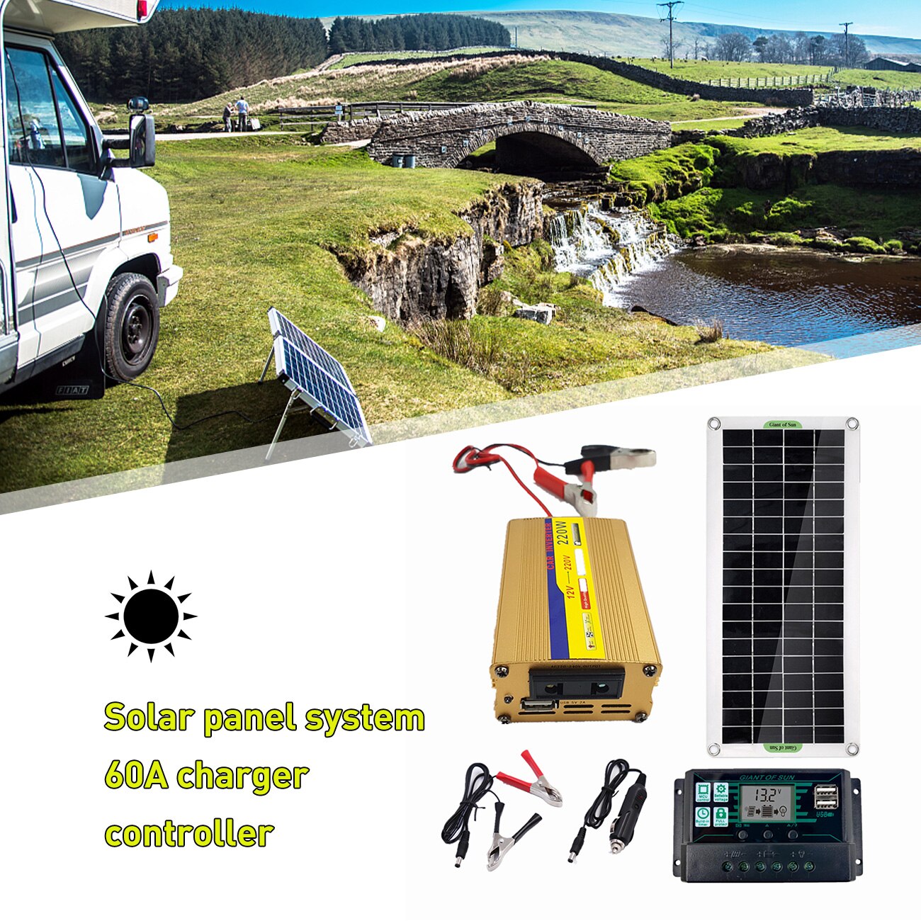 Solar Power System 220V 30W Solar Panel Battery Ch... – Grandado