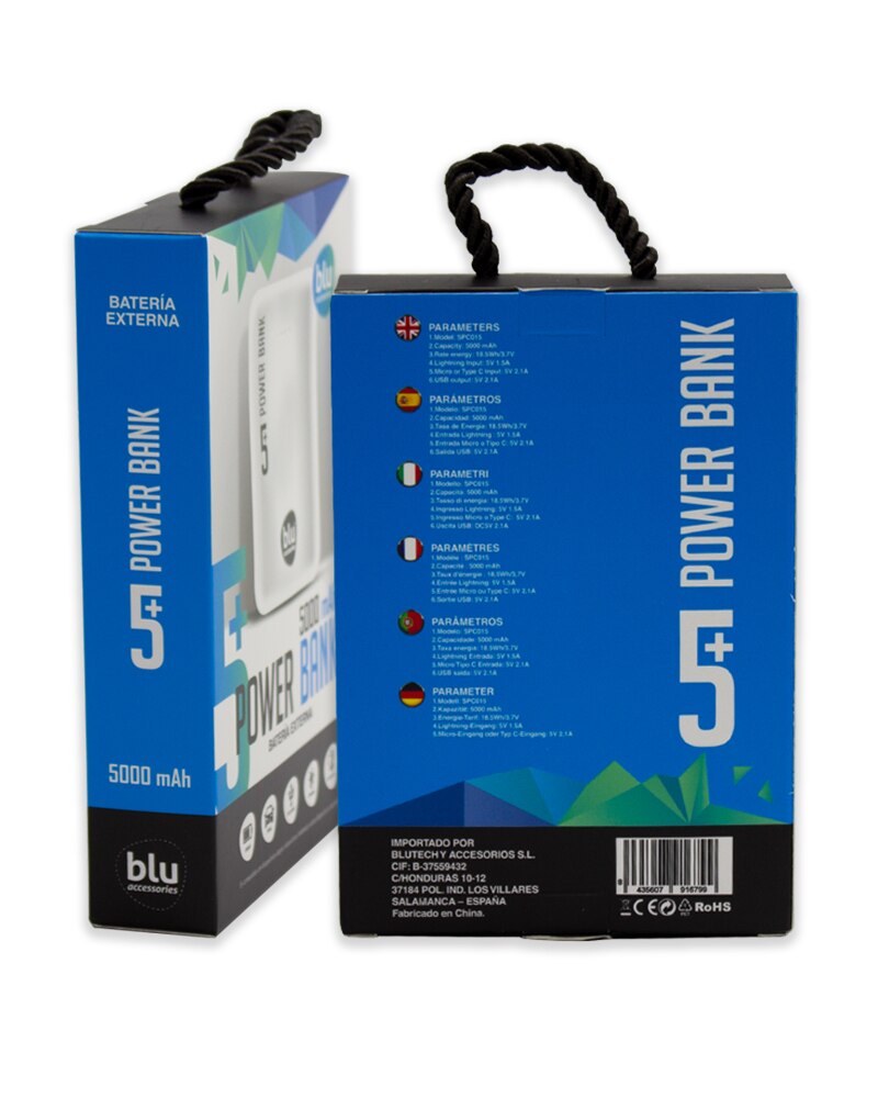 Blu Power Bank 5000 Mah Blanco – Vicedeal