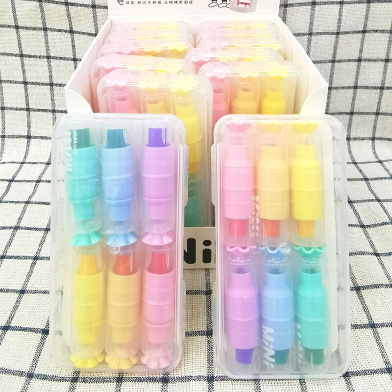 12 box/lot Mini Candy 6 Colors Highlighter Set Dra... – Grandado