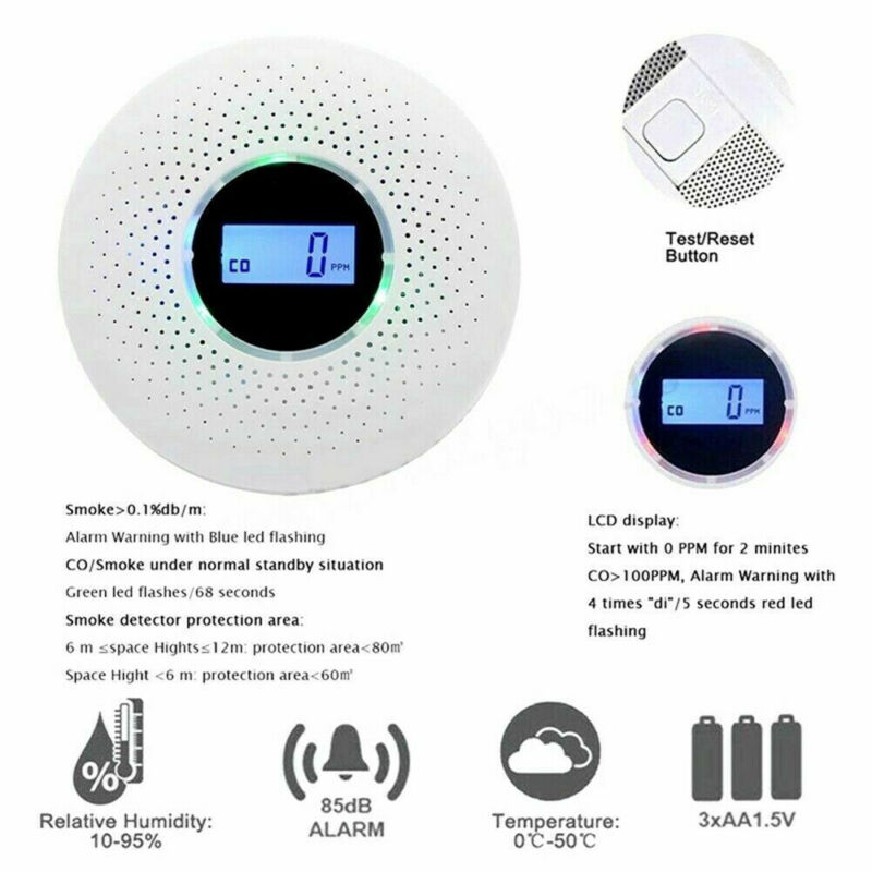 Smoke Alarm/LCD CO Carbon Monoxide Smoke Integrate... – Grandado