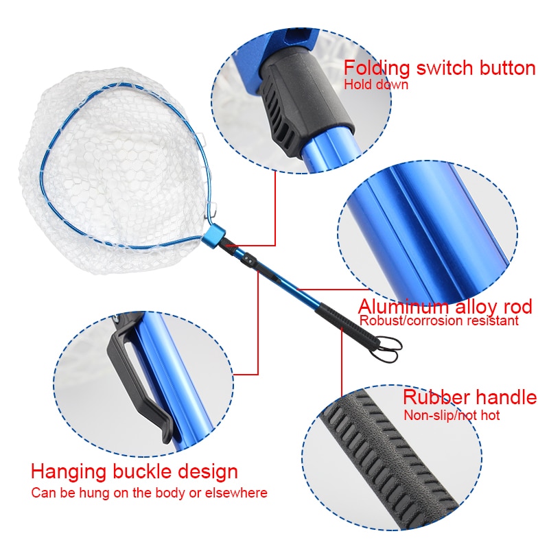 EKFan Folding Hand Net Fishing Net Silicone Landin... – Grandado