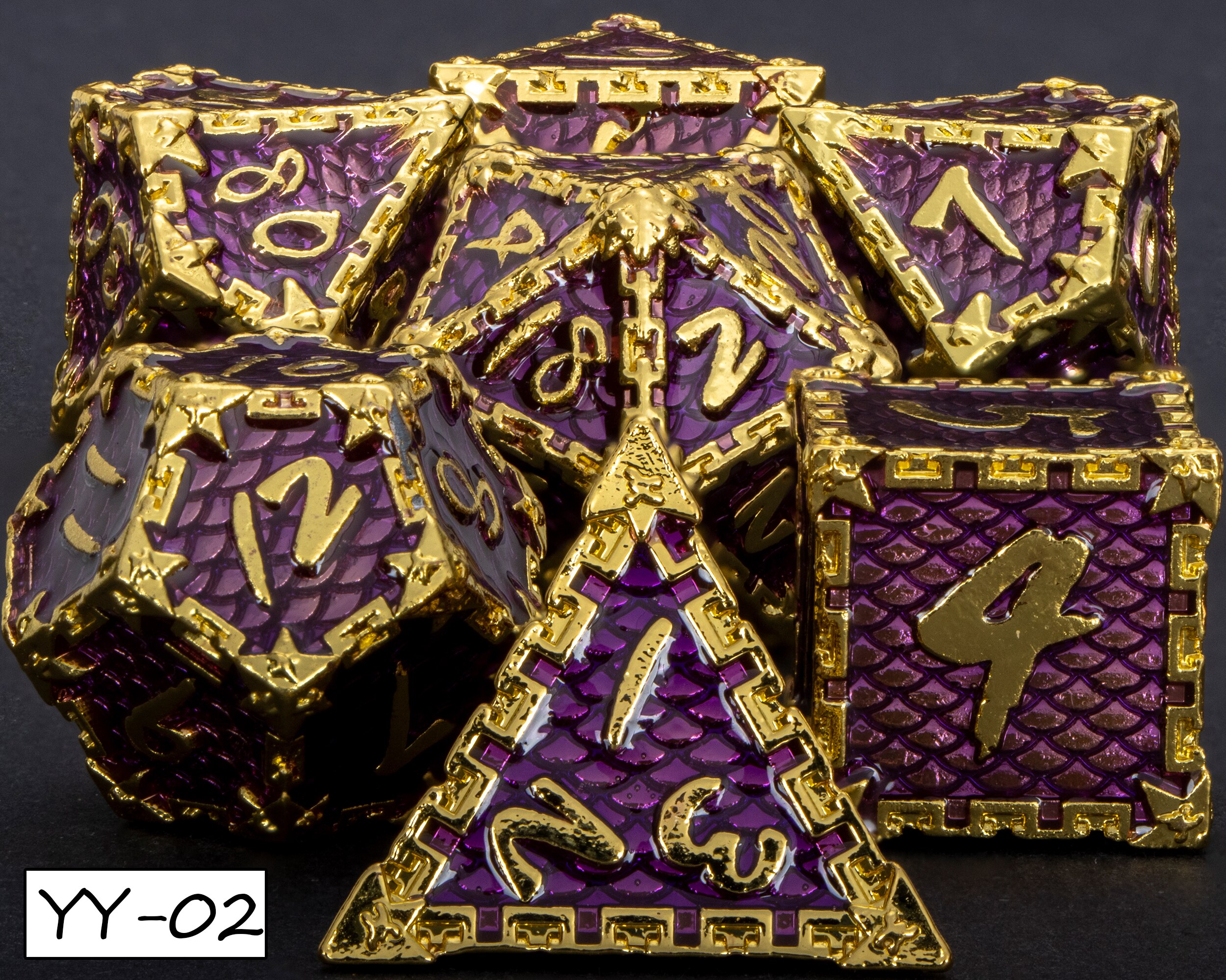 DND Metal Polyhedral Dragon Scale Dice Set Dungeon... – Grandado