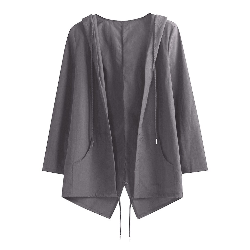 Women Windproof Long Hooded Jackets Waist Tighteni... – Grandado