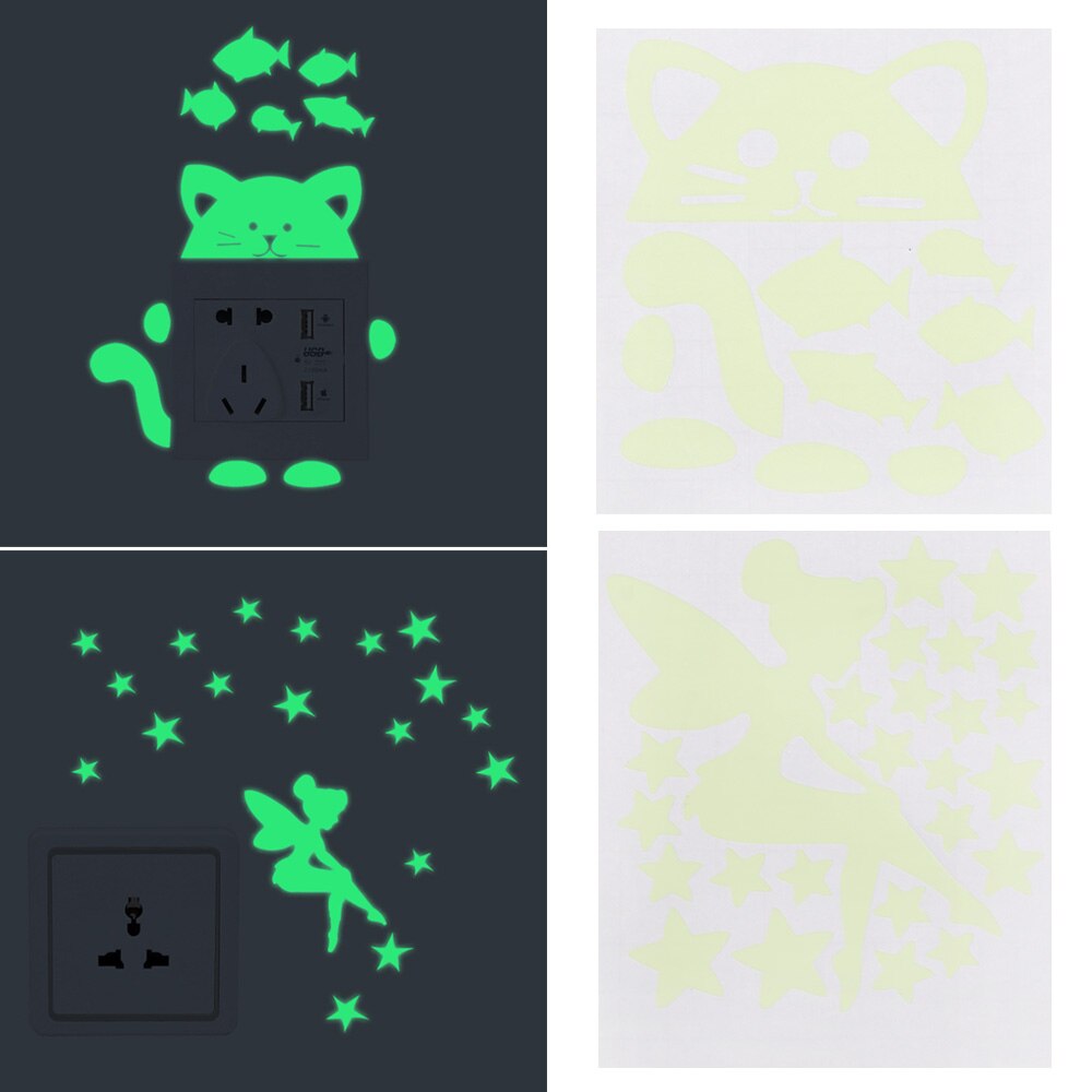 Luminous Switch Sticker Cartoon Cat Dogs Cows Fluo... – Vicedeal