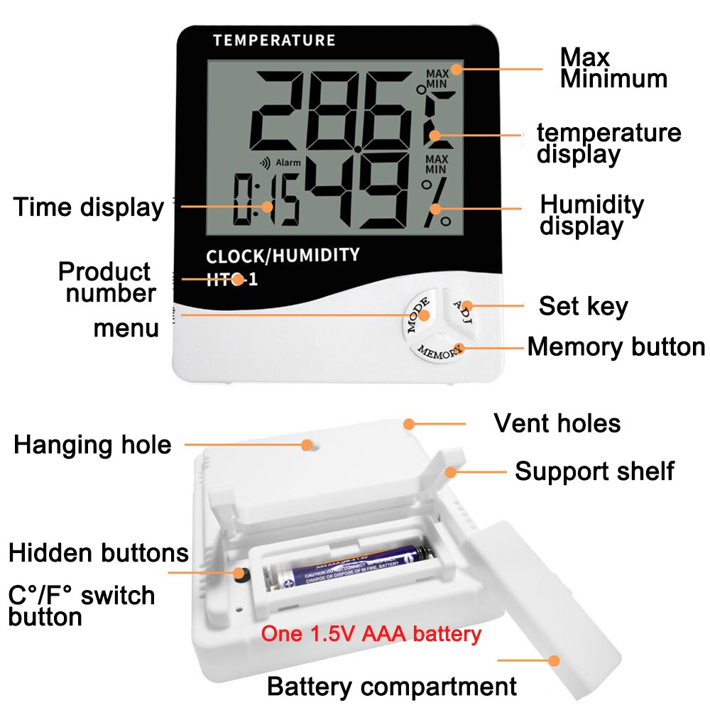 Lcd Electronic Digital Temperature Humidity Meter Grandado