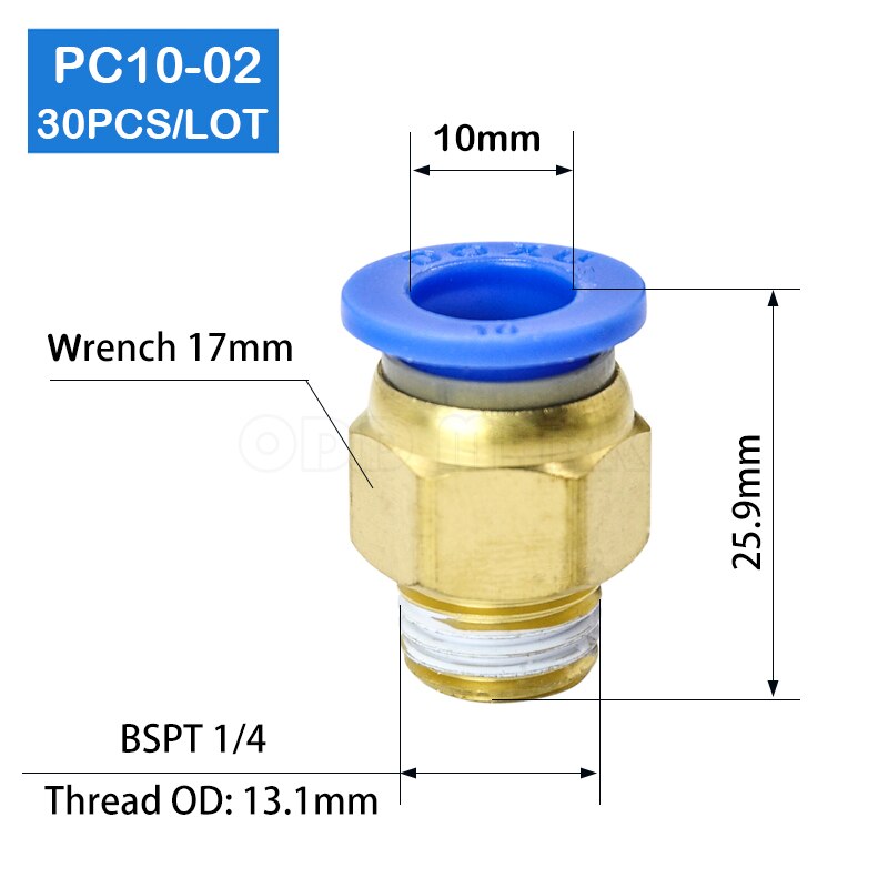 30Pcs Bspt PC10-02, 10Mm Tot 1/4 "Pneumatische Con... – Grandado