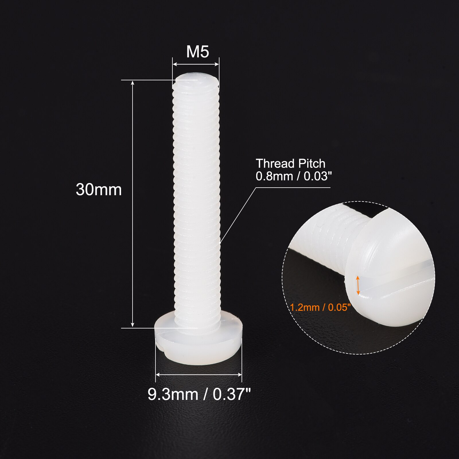 Uxcell M5 x 30mm Nylon Machine Screws, Pan Head Sl... – Grandado