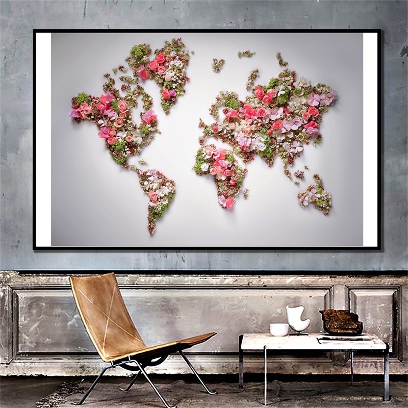 225*150 cm The World Map Non-woven Canvas Painting... – Grandado