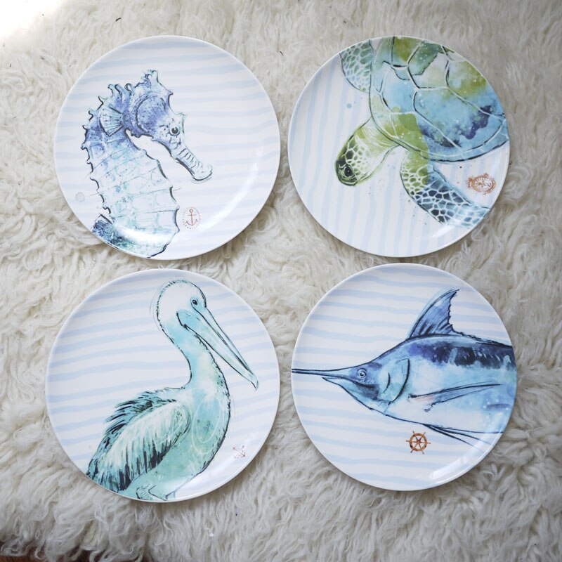 Ceramic Ocean Style Marine Animals Watercolor Effe... – Vicedeal