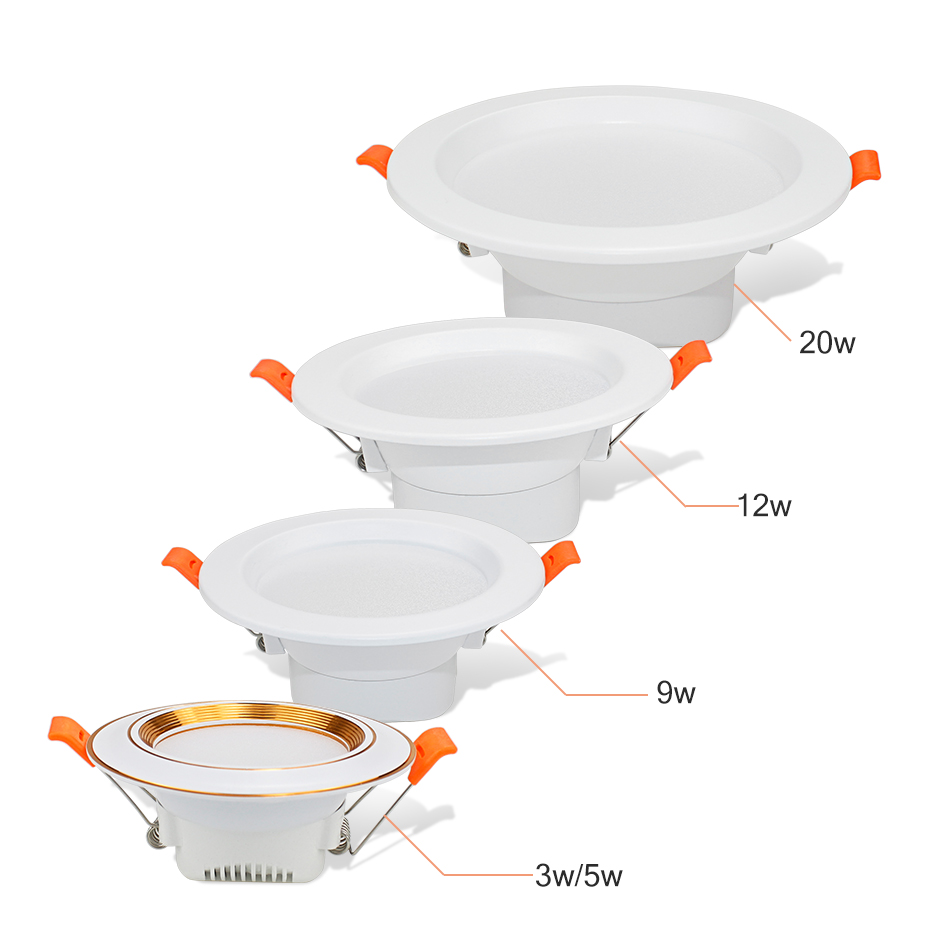 LED Downlight 3w 5w 9w 12w 20w Round Recessed Lamp... – Vicedeal