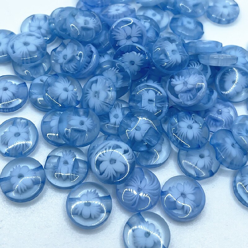 50pc Lots 14mm blue color flower Plastic Buttons s... – Grandado