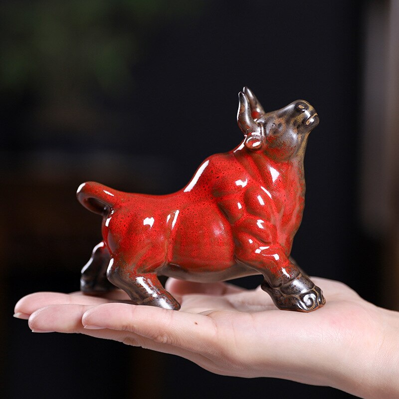 Bull Sculpture Ceramic Bulls Statue Home Decor Sta... – Grandado