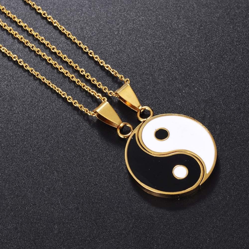 2 Pcs Tai Chi Necklace Stainless Steel Yin Yang Pe... – Grandado