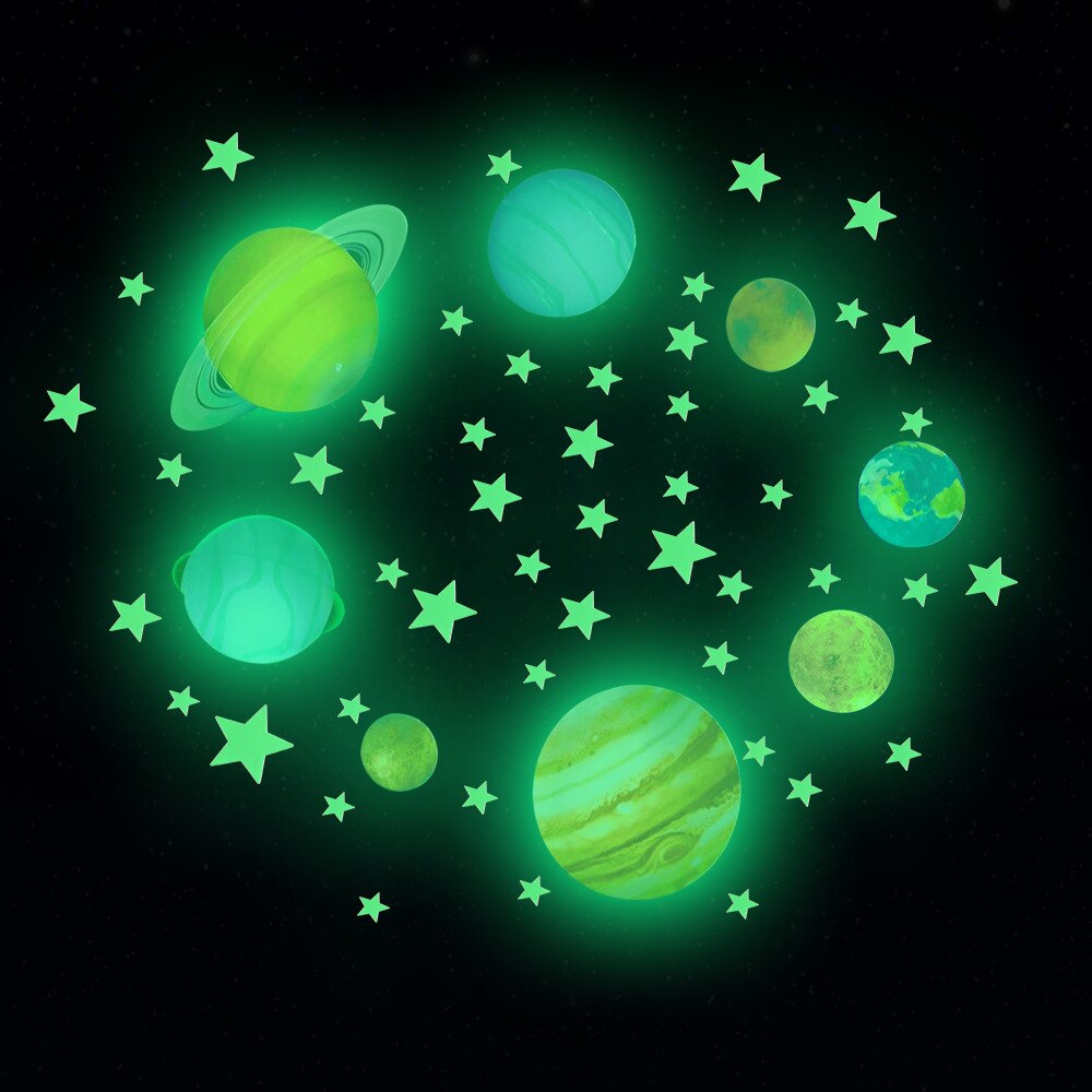 Solar System Starry Sky Moon Glowing Stickers Set ... – Grandado